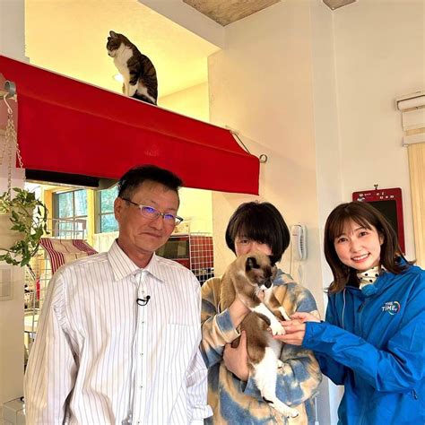 山﨑加奈さんのインスタグラム写真 山﨑加奈instagram 「・ The Time 中継ありがとうございました🐈🤍 猫のためにお家を