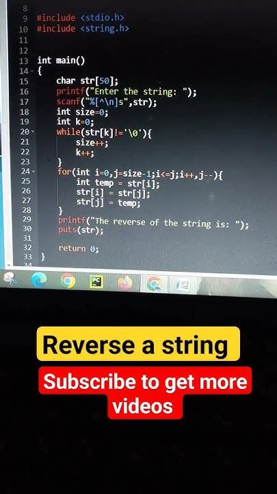 C Program To Reverse A String Cprogramming Leetcode Cplusplus