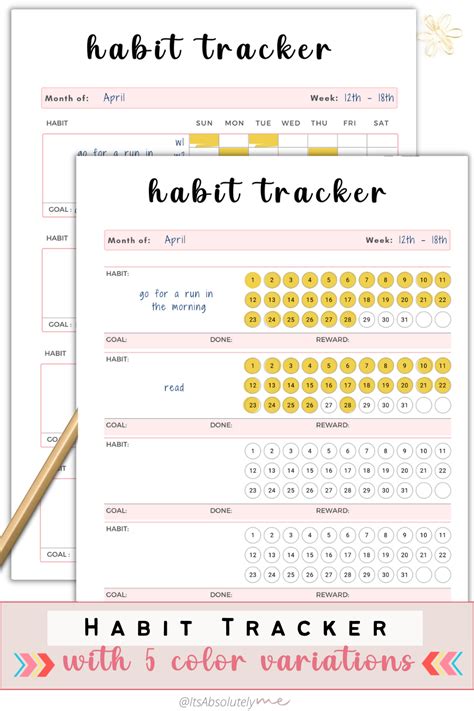 Habit Tracker Printable Habit Tracker Cute Habit Tracker Etsy Habit Tracker Printable