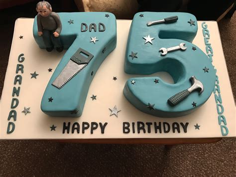 75th Grandad Birthday Cake With Fondant Tools