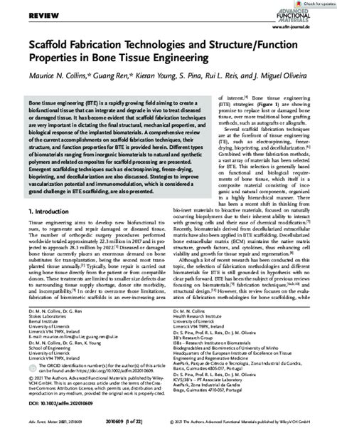 Pdf Scaffold Fabrication Technologies And Structurefunction Properties In Bone Tissue Engineering