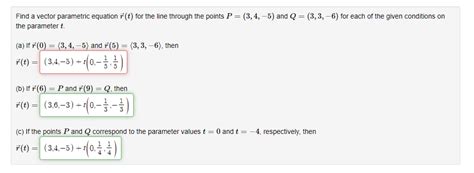 solved find a vector parametric equation r t for the line