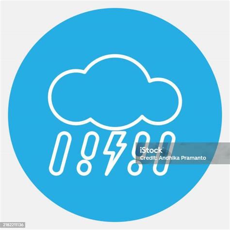 아이콘 천둥 폭풍 날씨 요소 기호입니다 파란색 원형 스타일의 아이콘입니다 인쇄물 웹 스마트폰 앱 포스터 인포그래픽 로고 표지판 등에 적합합니다 0명에 대한 스톡 벡터 아트