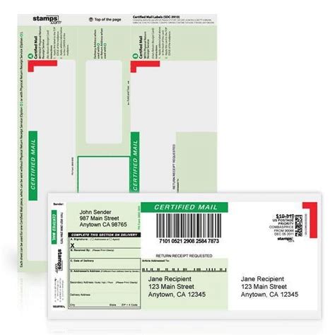 Certified Mail Printable Labels With Return Receipt 25