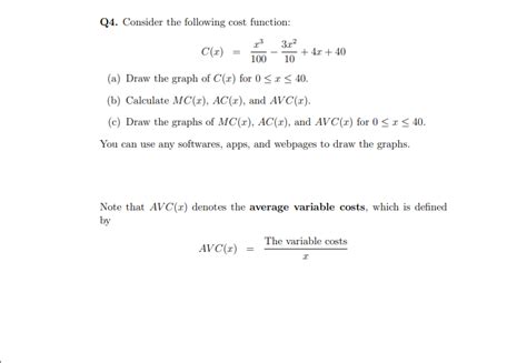 Solved Q Consider The Following Cost Function C C Chegg