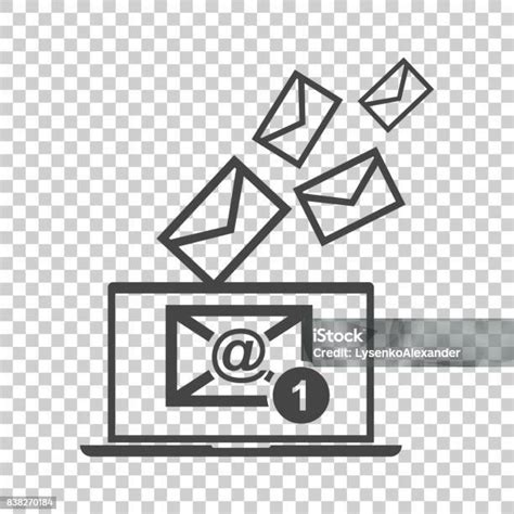노트북에 이메일 메시지입니다 격리 된 배경에 플랫 스타일에 벡터 그림입니다 아이콘에 대한 스톡 벡터 아트 및 기타 이미지 아이콘 전자메일 우편 Istock