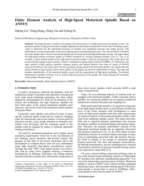 Pdf Finite Element Analysis Of High Speed Motorized Spindle Based On Ansys