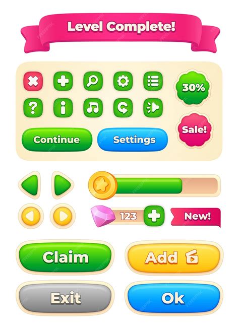 premium vector vector cartoon style game interface ui with buttons