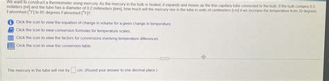 Solved We Want To Construct A Thermometer Using Mercury As