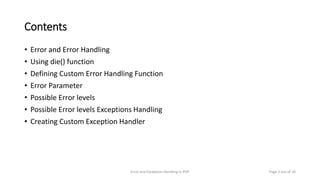 Error And Exception Handling In Php Pptx