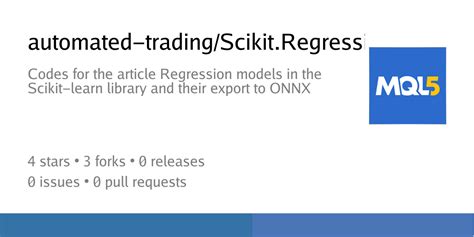 Scikitregressiononnx Readmemd At Main Automated Trading Mql5 Algo Forge