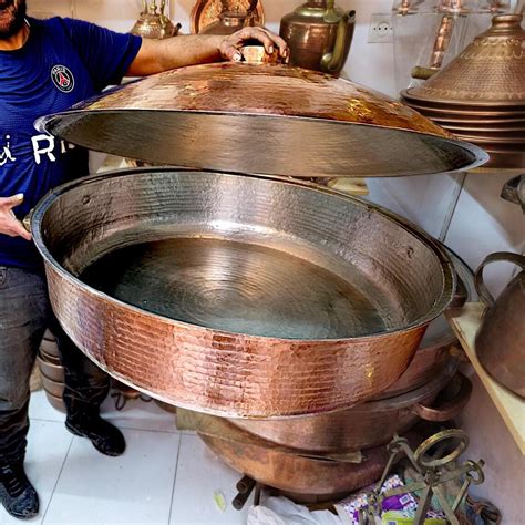 Handcrafted Red Copper Cookware Set Antique And Vintage Design For Even