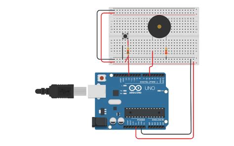 Circuit Design Botão Buzzer Tinkercad