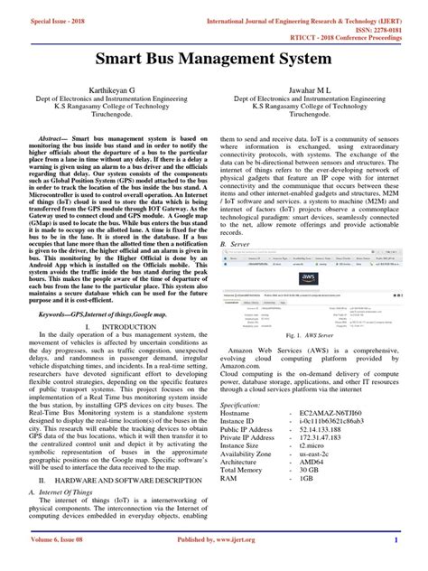 Smart Bus Management System Ijertconv6is08022 Pdf Internet Of