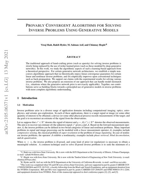 Pdf Provably Convergent Algorithms For Solving Inverse Problems Using