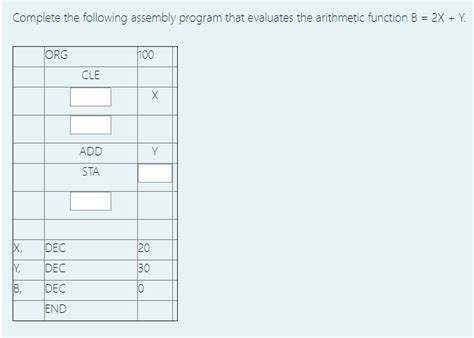Solved Complete The Following Assembly Program That