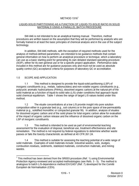 Epa1316 Liquid Solid Partitioning As A Function Of Liquid Solid Ratio