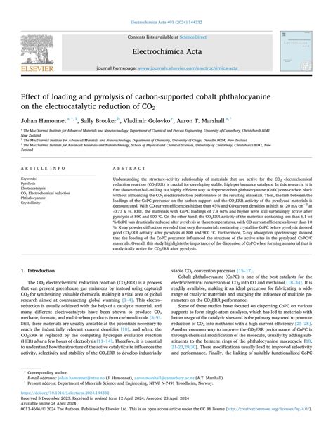 Pdf Effect Of Loading And Pyrolysis Of Carbon Supported Cobalt Phthalocyanine On The