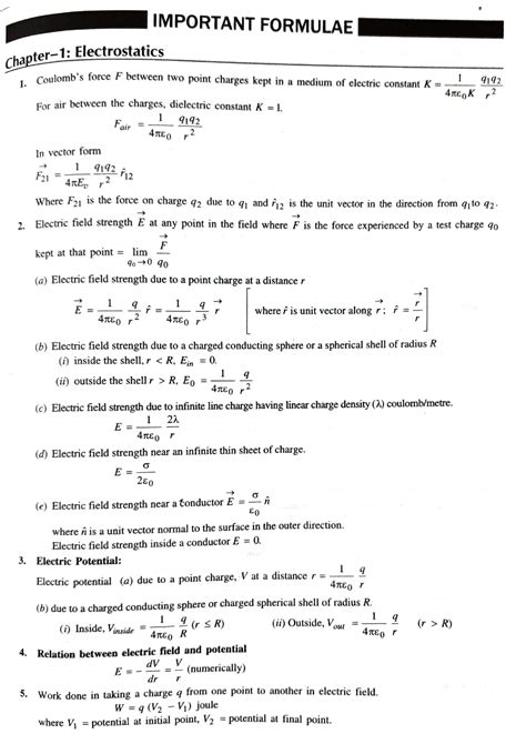 Solution Class 12 Physics Important Formulas Studypool