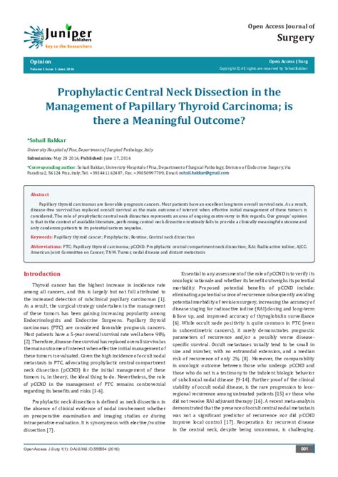 Pdf Prophylactic Central Neck Dissection In The Management Of Papillary Thyroid Carcinoma Is