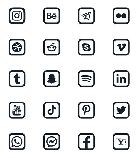 Social Media Logo Icons Set Vector Facebook Instagram Messenger