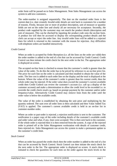 Object Oriented Analysis Project Sbm Sales Administration