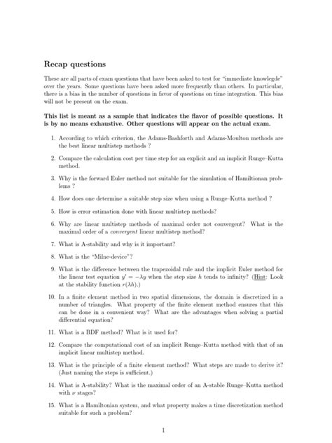Recap Questions Pdf Partial Differential Equation Mathematical