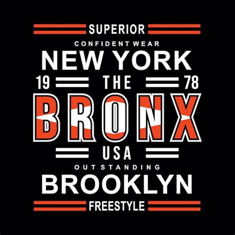 뉴욕 브롱크스 브루클린 타이포그래피 디자인 티셔츠는 프리미엄 벡터를 인쇄할 준비가 되어 있습니다 프리미엄 벡터