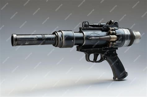 Powerful Sci Fi Blaster Pistol Resting On A Neutral Background