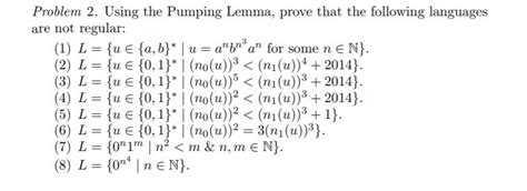 solved problem 2 using the pumping lemma prove that the