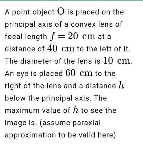 A Point Object O Is Placed On The Principal Axis Of A Convex Lens Of Foca