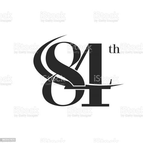 84 주년 기념 행사 간단한 디자인 모노 그램 그림 벡터 아이콘 간단한 년 생일 로고 라벨 흑인과 백인 절연 개성 개념에 대한 스톡 벡터 아트 및 기타 이미지 Istock