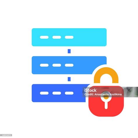 잠금 회선 아이콘이 있는 서버입니다 개인 데이터 보안 컴퓨터 프로그램 인터넷 웹 사이트 비즈니스를 위한 흰색 배경에 벡터 컬러