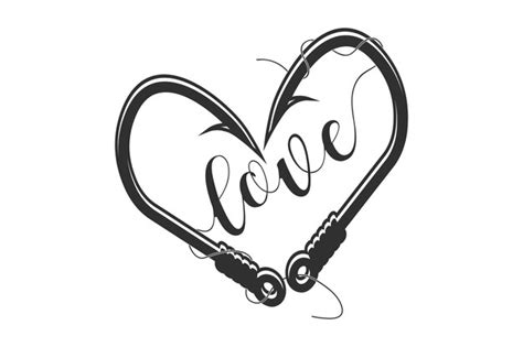 Premium Vector Heart Shaped Fishing Hook Romantic Fishing Hook Design