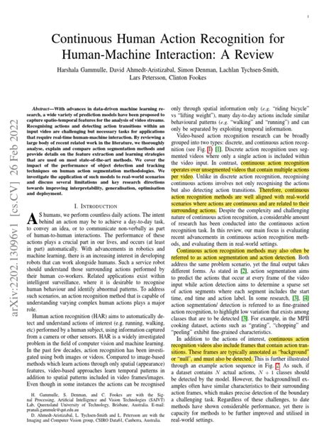 continuous human action recognition for human machine interaction a