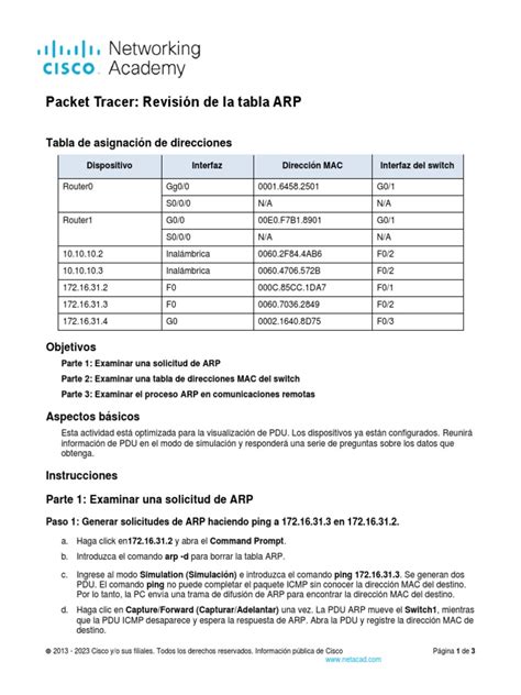 929 Packet Tracer Examine The Arp Table Pdf Conmutador De Red