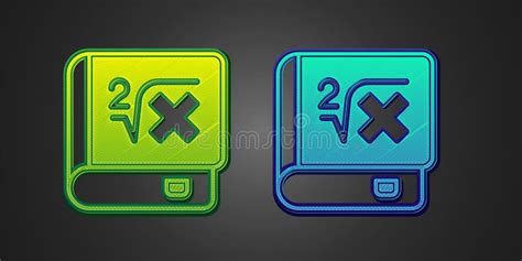 Green And Blue Book With Word Mathematics Icon Isolated On Black Background Math Book Stock