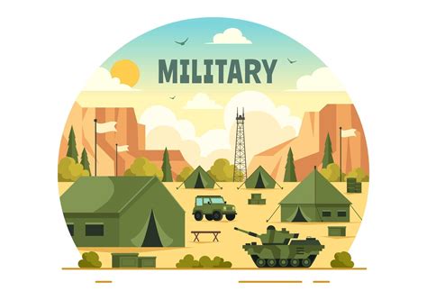 Illustration Of Military Army Forces Featuring Soldiers Weapons Tanks