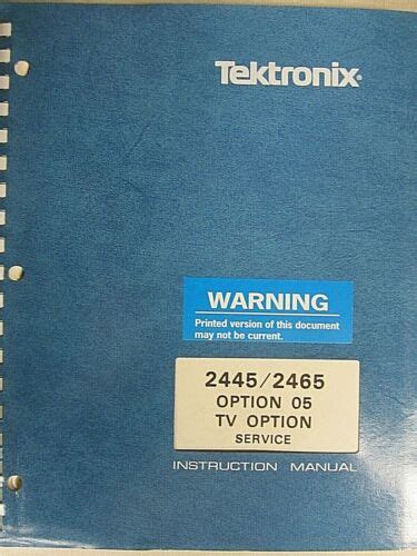 Tektronix 2445 2465 Option 05 Tv Option Service Instruction Manual 070 4630 00 Ebay