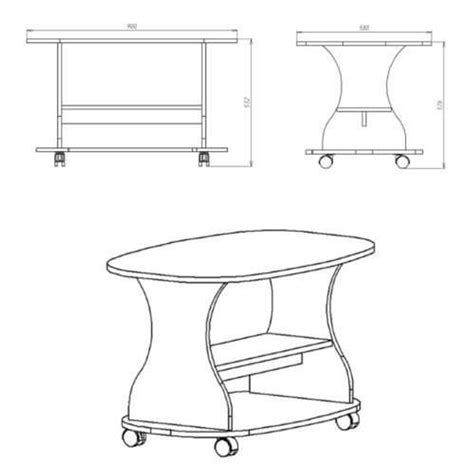 Столик журнальный Компанит Каприз прямоугольный на колёсиках с полкой для журналов в гостиную