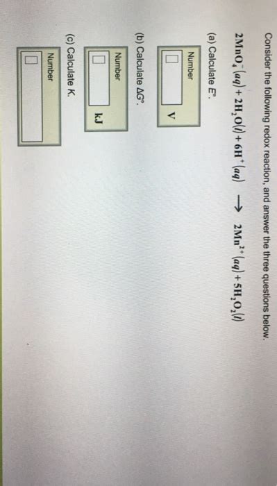 Solved Consider The Following Redox Reaction And Answer The