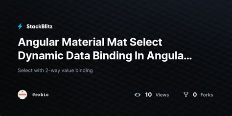 Angular Material Mat Select Dynamic Data Binding In Angular Forked
