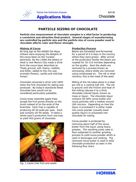 Particle Size Analysis Of Chocolate Pdf Chocolate Cocoa Bean