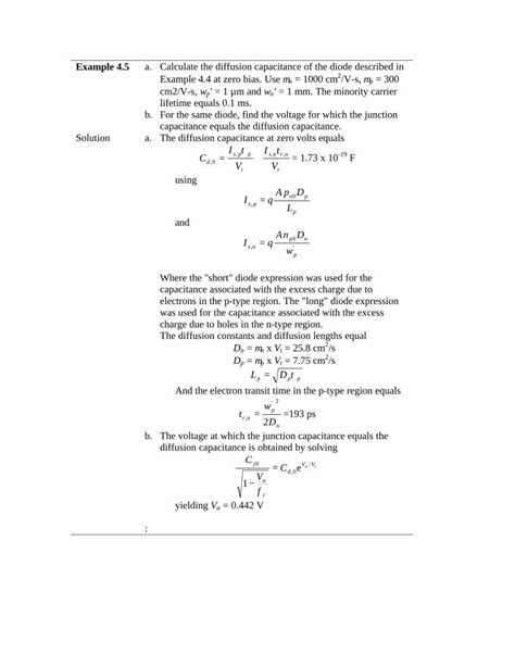 Pdf Example 45 A Calculate The Diffusion Capacitance Of The Diode