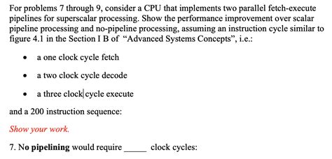 Solved For Problems 7 Through 9 Consider A Cpu That