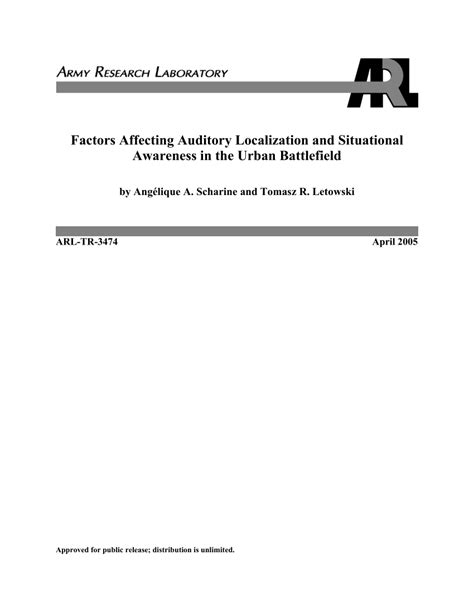 Pdf Factors Affecting Auditory Localization And Situational Awareness