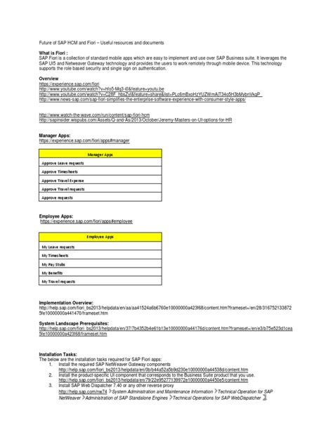 Future Of Sap Hcm And Fiori Pdf Sap Se Mobile App
