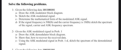 Solve The Following Problems Given The Following Chegg