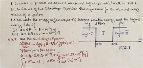 Solved Consider A Photon In An One Dimensional Infinite