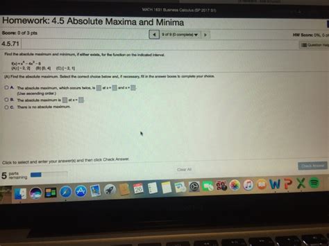 solved find the absolute maximum and minimum if either